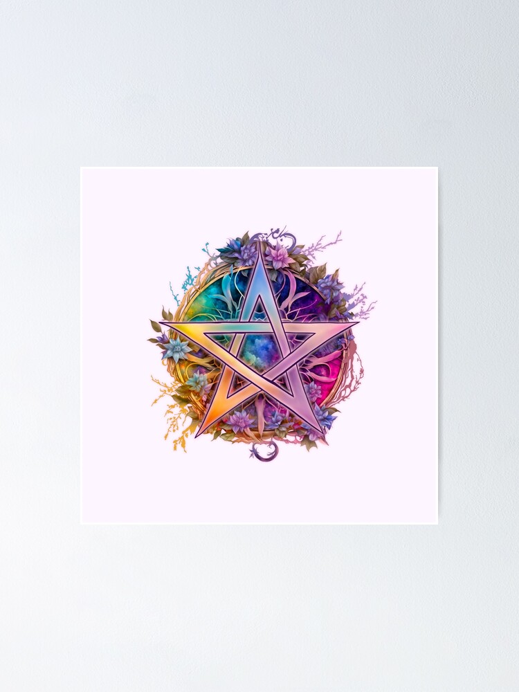 "Nature Blessed Rainbow Pentagram" Poster for Sale by TheFoxyWolfShop ...