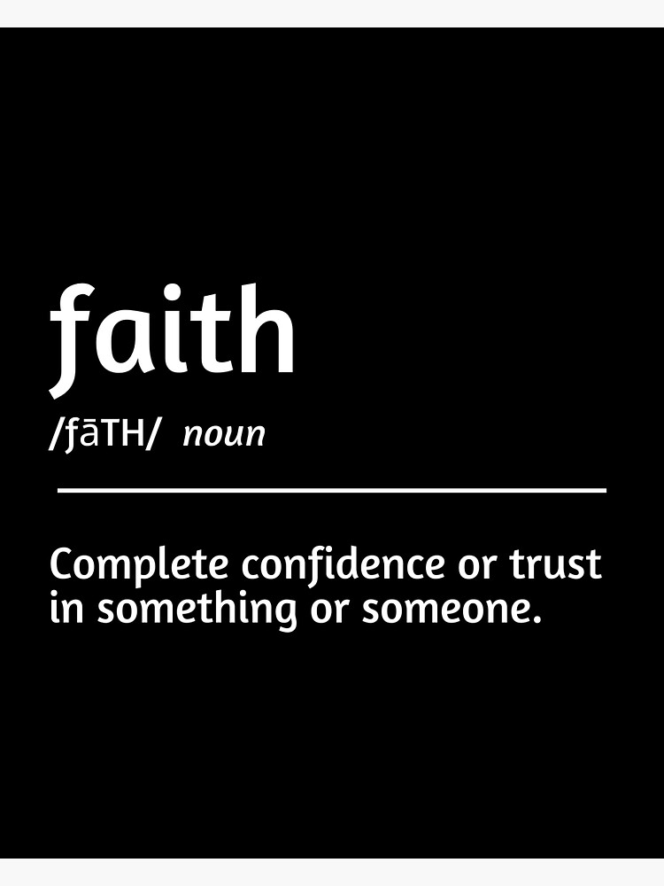 "Faith Definition Minimalist Definition in Black and White" Sticker for ...
