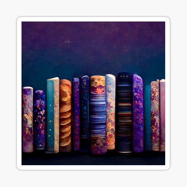 "Row of Fantasy Books" Sticker for Sale by i-ImagineArtist | Redbubble