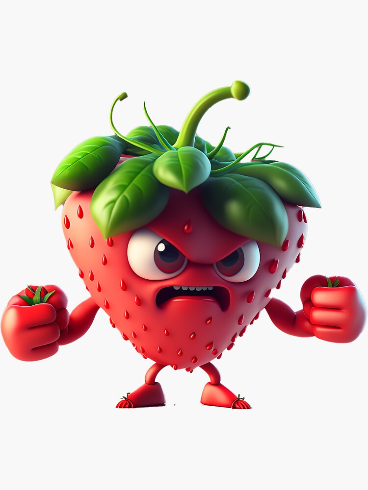 "Angry Strawberry Themed Character" Sticker for Sale by ByDigitalDream ...