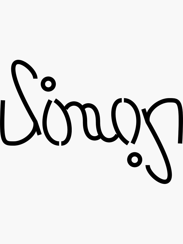 "Simon ambigram" Sticker for Sale by LeftyBobo | Redbubble
