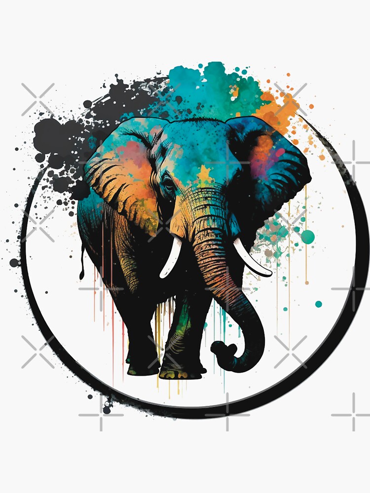 "Elephant Colour Ink Drawing" Sticker for Sale by ai-apparel | Redbubble