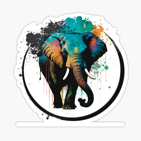 "Elephant Colour Ink Drawing" Sticker for Sale by ai-apparel | Redbubble