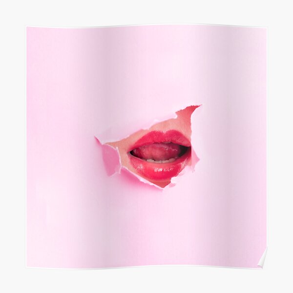 "Paper push lips | Pink Photography Illustration" Poster for Sale by ...