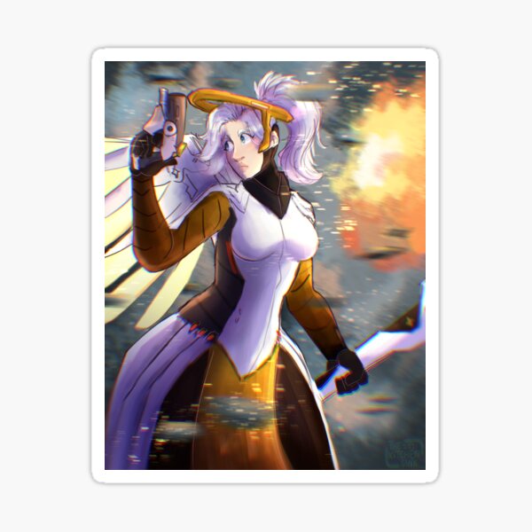 "Battle Mercy" Sticker for Sale by thekkitchensink | Redbubble