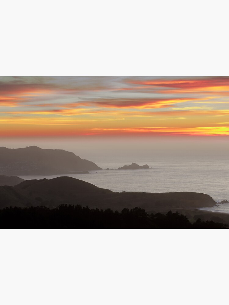 "Sunset over Pacifica and Montara Coastlines via Milagra Ridge" Sticker ...