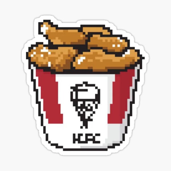 Pegatina «Cubo de KFC Pixel Art - Fondo negro» de Shop4Gamers | Redbubble