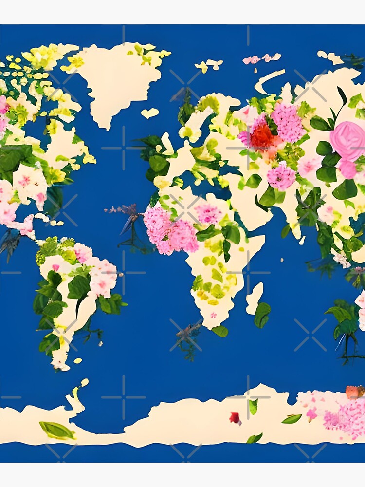 "Floral World Map" Sticker for Sale by gramizzia | Redbubble