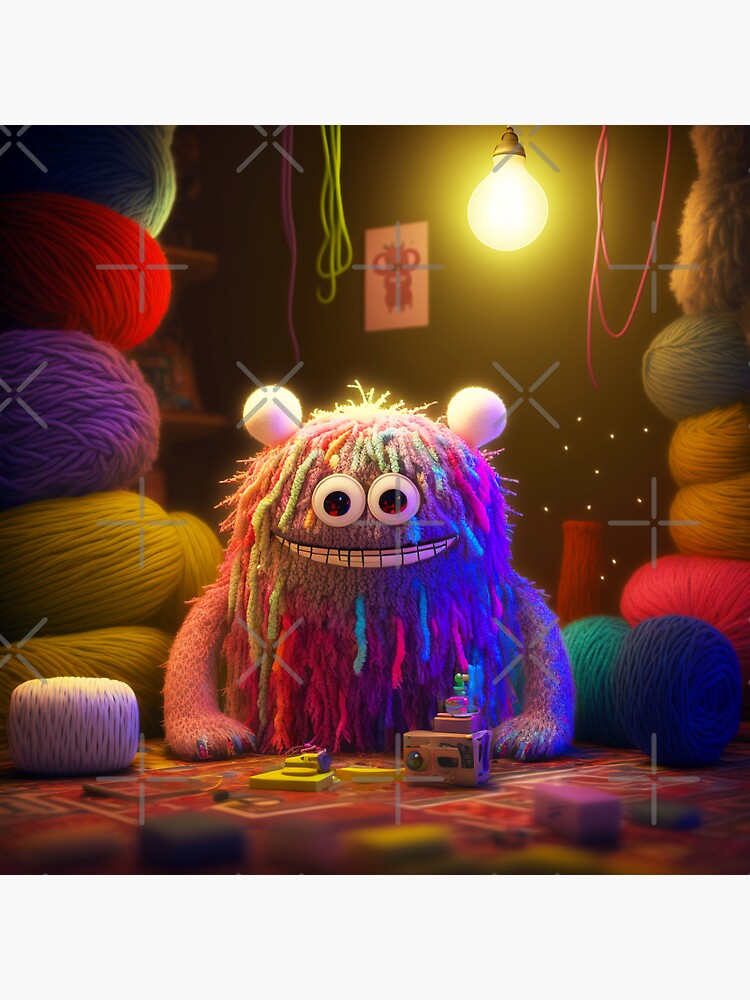 "Patrick the Pleasant Yarn Monster" Sticker for Sale by FuzzyEmporium ...