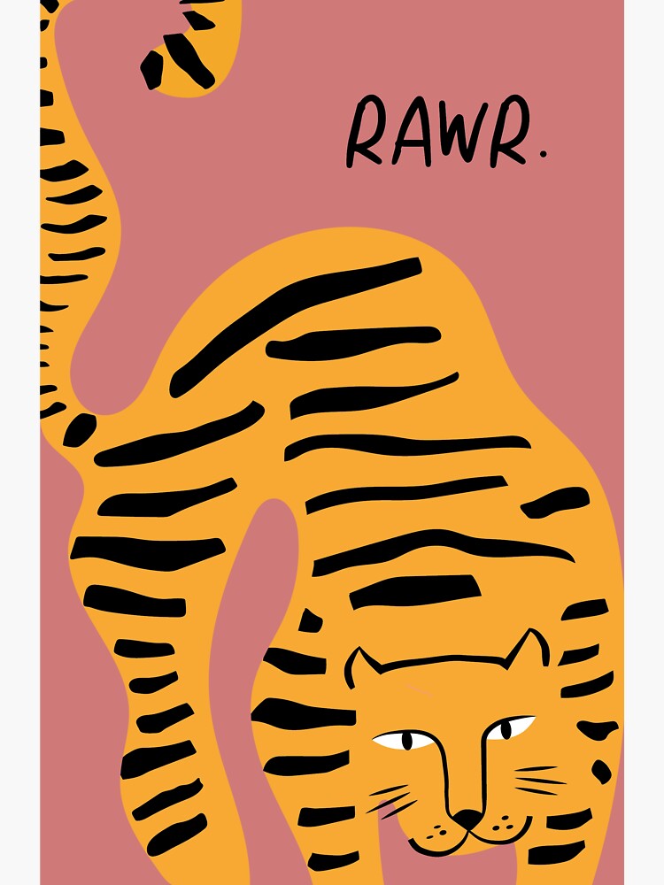 "Rawr | Cute Orange Tiger Illustration" Sticker for Sale by ...