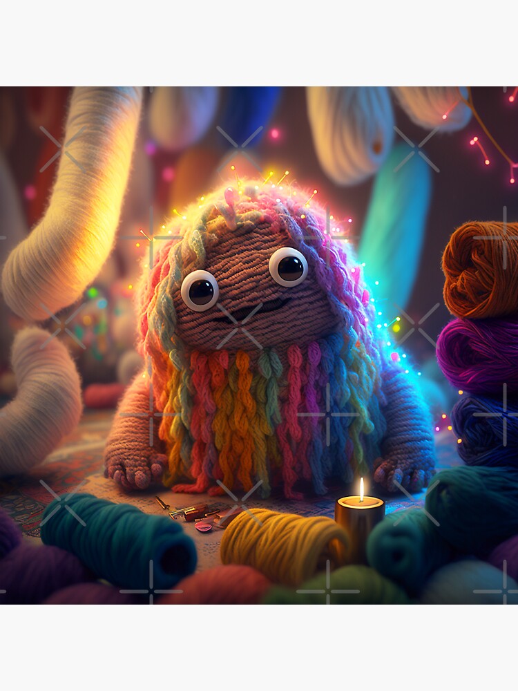 "Harper the Heartwarming Yarn Monster" Sticker for Sale by ...