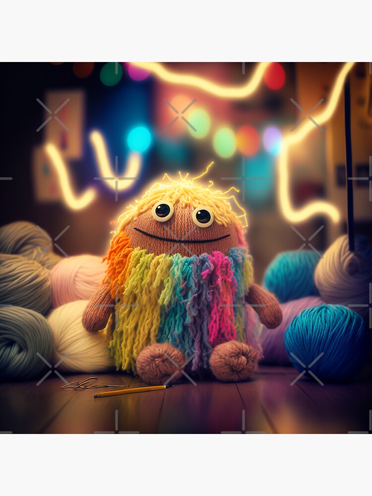 "Bert the Bold Yarn Monster" Sticker for Sale by FuzzyEmporium | Redbubble