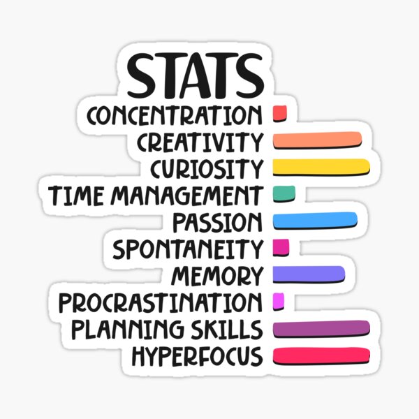 "ADHD Stats" Sticker for Sale by DavosLLC | Redbubble