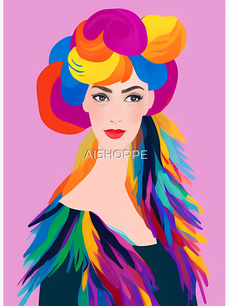 "Celebrating Women. Beautiful woman wearing colorful feathers outfit ...