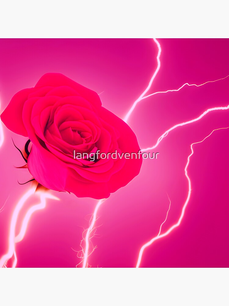 "Electric Pink Rose and Lightning" Sticker for Sale by langfordvenfour ...