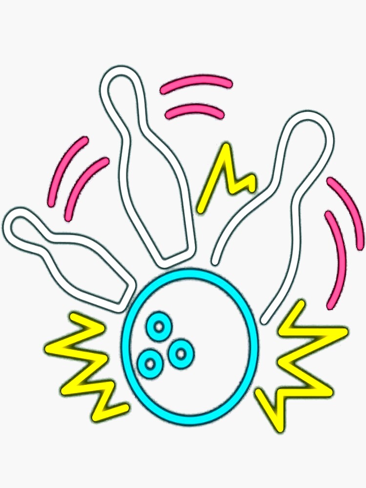 "80s Retro Neon Sign Strike Bowling" Sticker for Sale by ferraudionne ...