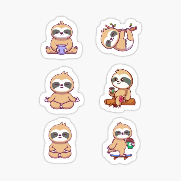 "Cute Sloth Sticker Pack" Sticker for Sale by SANIMALS | Redbubble