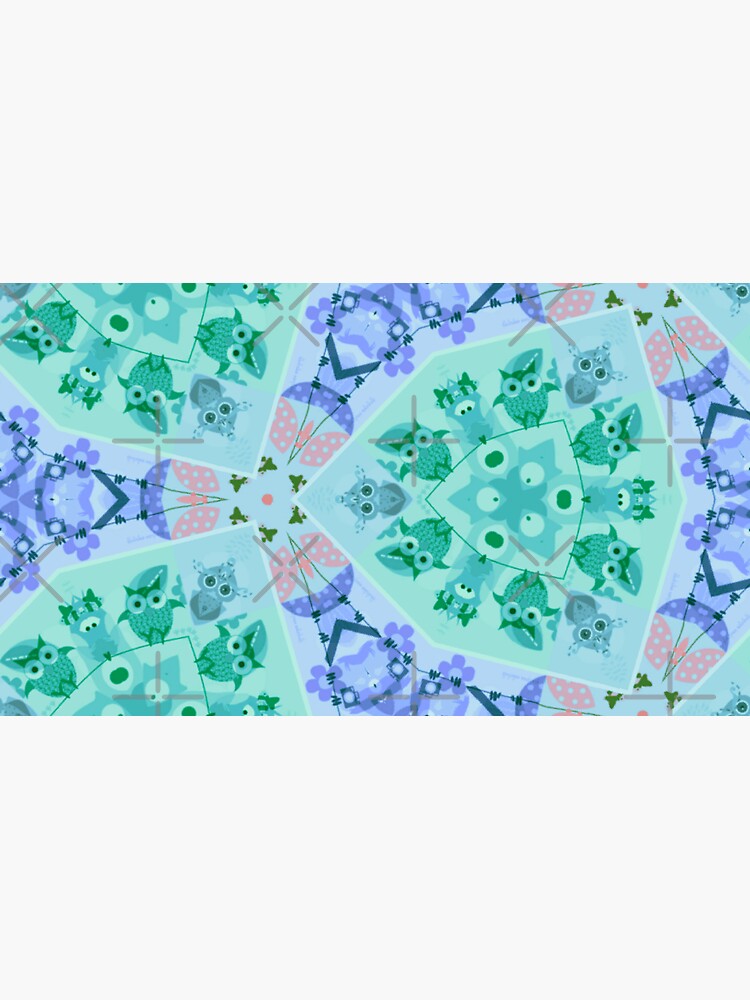 "Blue/Green Owls in a Circle of Cute Owls" Sticker for Sale by ZenArt ...