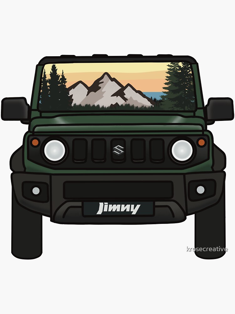 "Suzuki Jimny (Jungle Green) Mountain Reflection " Sticker for Sale by ...