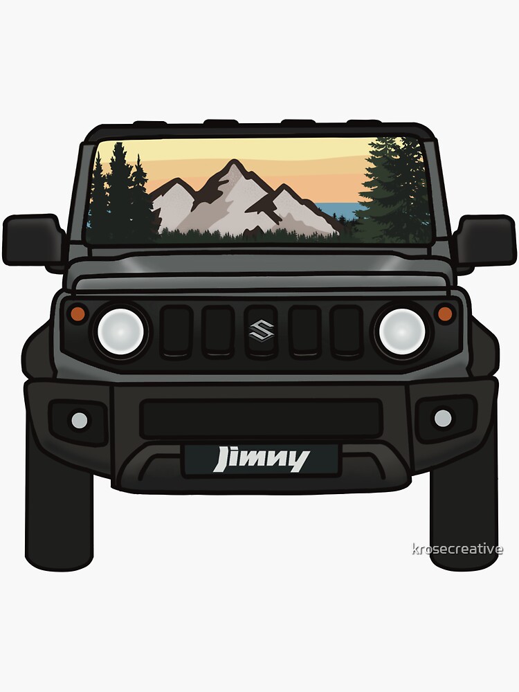 Suzuki Jimny Grey Mountain Reflection Sticker for Sale by krosecreative Redbubble