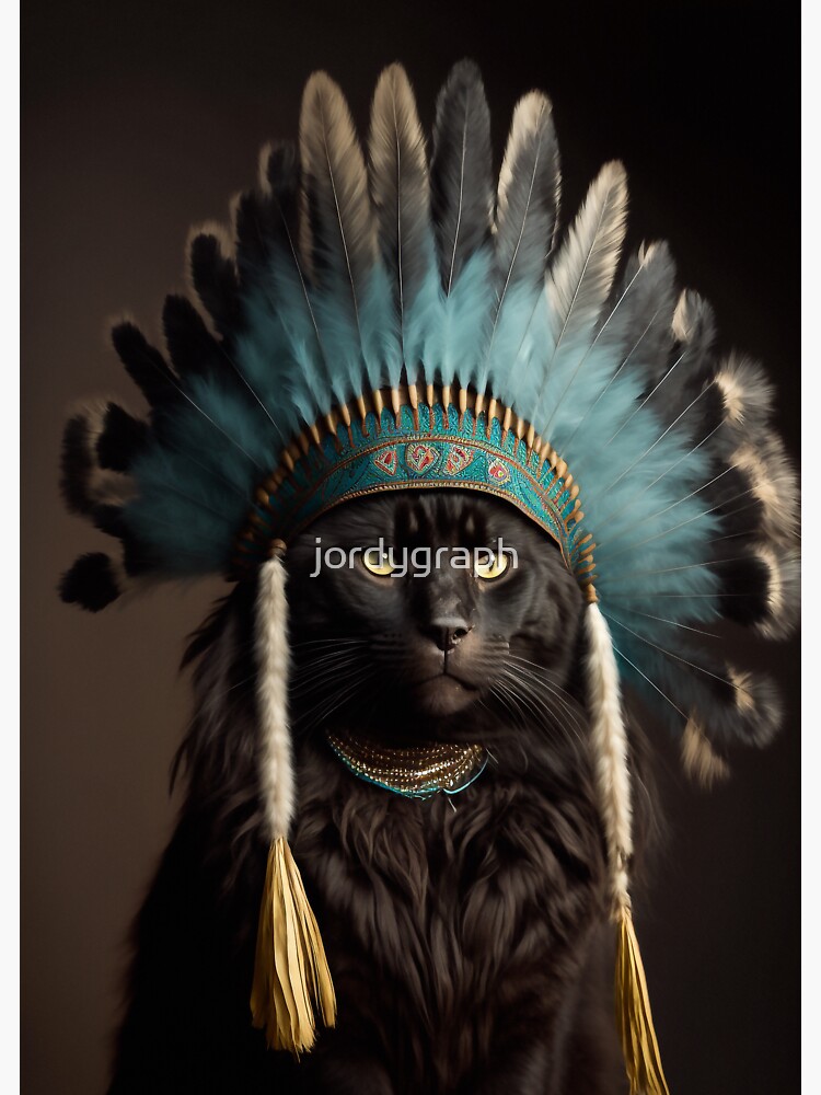 "Native American cat" Sticker for Sale by jordygraph | Redbubble