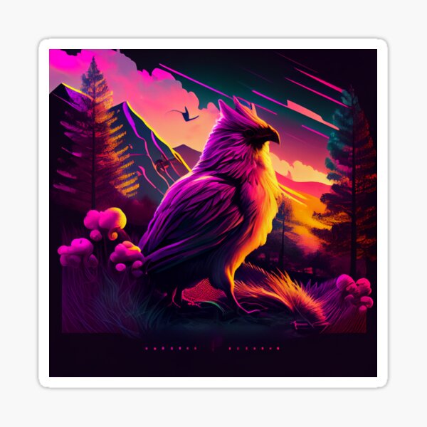 "Synthwave Bird in Nature Scene" Sticker for Sale by LukeAiWalker ...