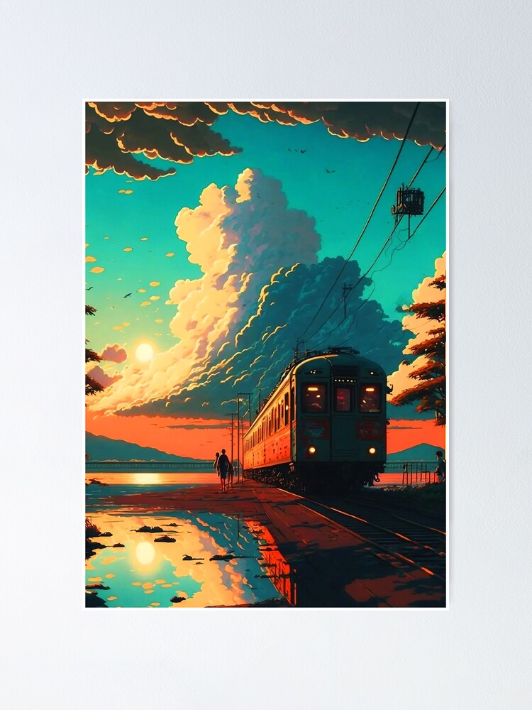 "Retro Anime Style Old Japanese Train" Poster for Sale by KaPrints ...