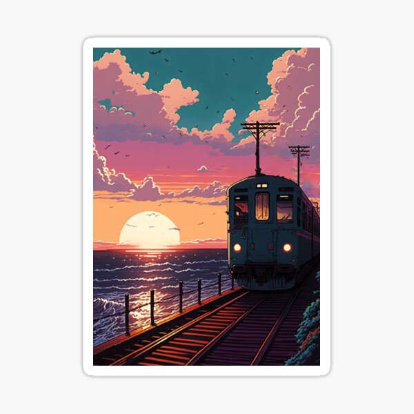 "Retro Anime Style Old Japanese Train" Sticker for Sale by KaPrints ...