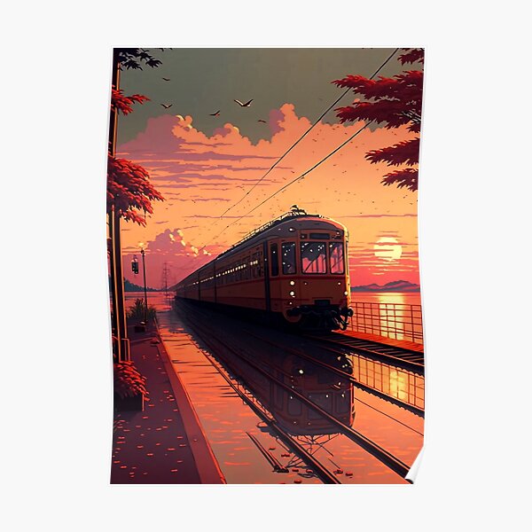 "Retro Anime Style Old Japanese Train" Poster for Sale by KaPrints ...