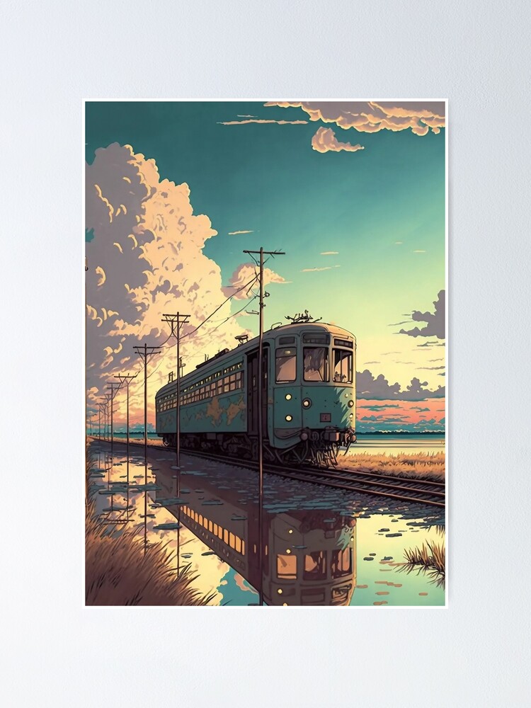 "Retro Anime Style Old Japanese Train" Poster for Sale by KaPrints ...