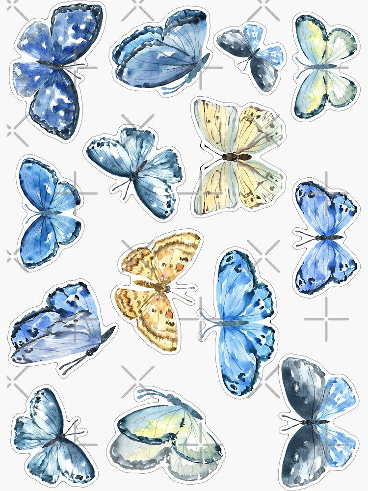 "Water color Butterfly Pattren Hand Drawn Aesthetic Sticker Butterflies ...