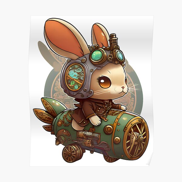 "Steampunk Bunny | Steampunk Rabbit | Kawaii Rabbit" Poster for Sale by ...