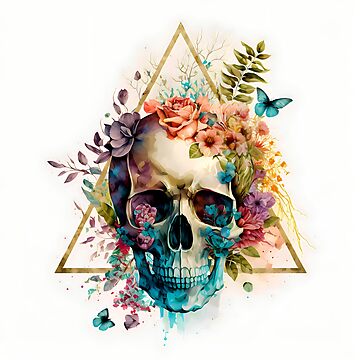 "Geometric Skull | Floral Skull | Nature and Death" Sticker for Sale by ...