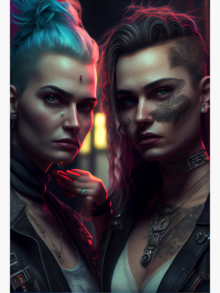 "Couple of Cyber Punk City Lovers - Lesbian Pride LGBT" Sticker for ...