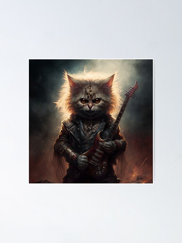 "Heavy metal cat" Poster for Sale by Skull-Breakfast | Redbubble
