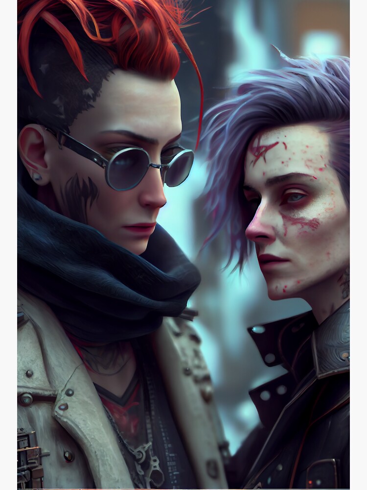 "Couple of Cyber Punk City Lovers - Lesbian Pride LGBT" Sticker for ...