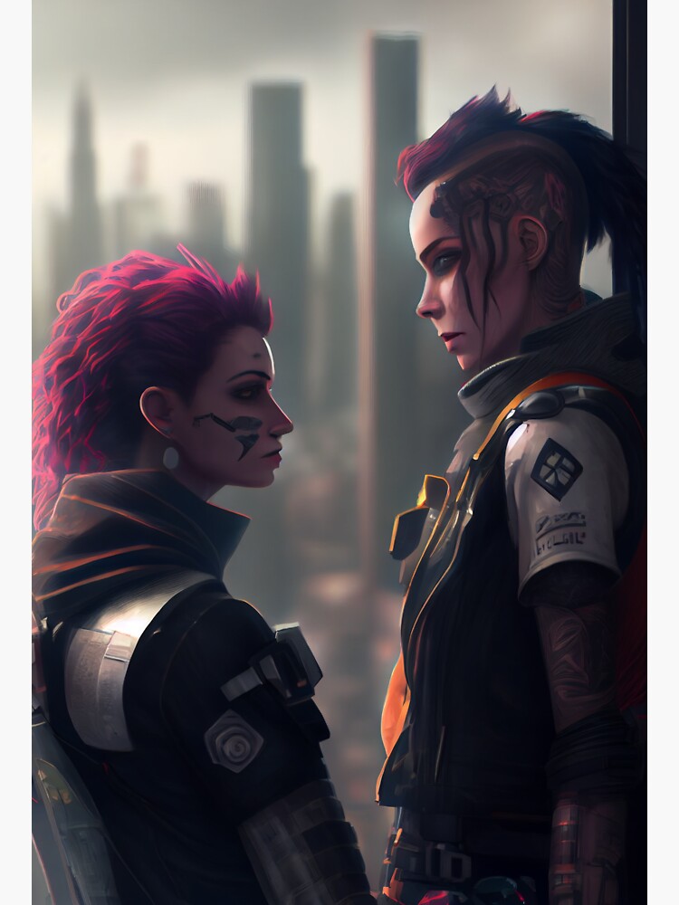 "Couple of Cyber Punk City Lovers - Lesbian Pride LGBT" Sticker for ...