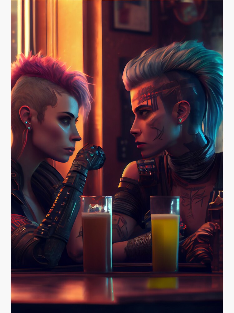 "Couple of Cyber Punk City Lovers - Lesbian Pride LGBT" Sticker for ...