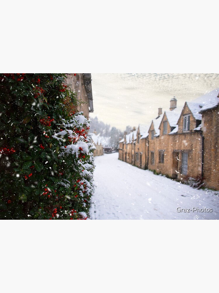 "Castle Combe in the snow" Sticker for Sale by Graz-Photos | Redbubble