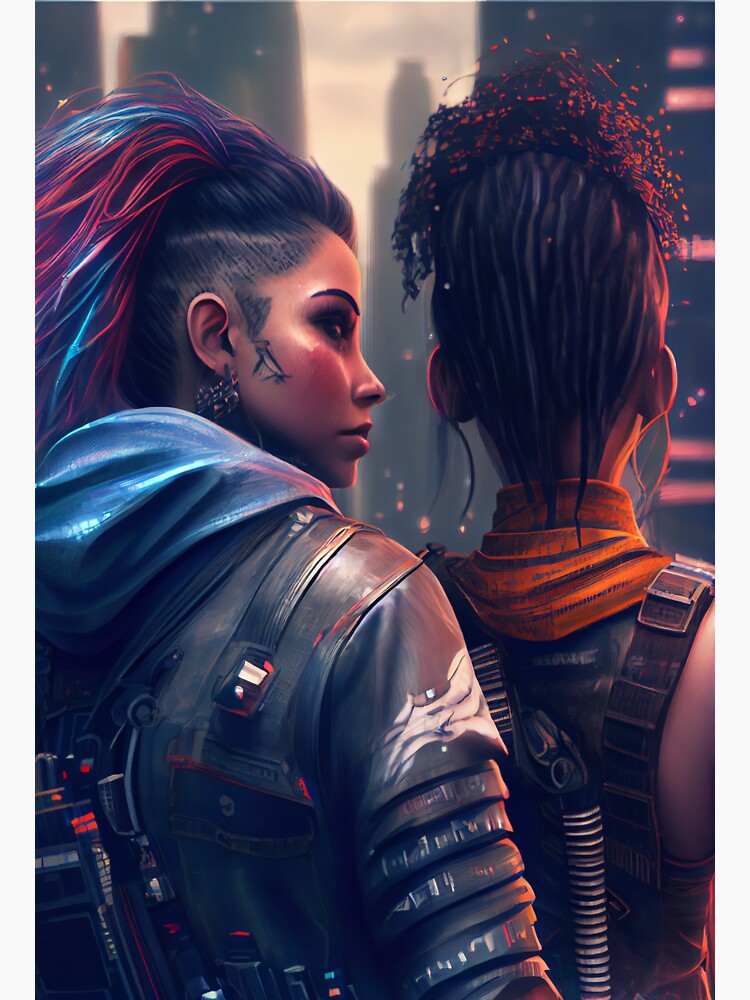 "Couple of Cyber Punk City Lovers - Lesbian Pride LGBT" Sticker for ...