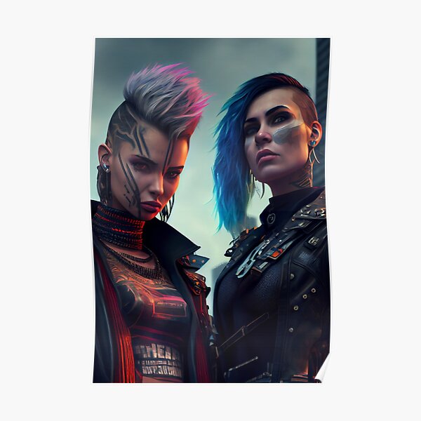 "Couple of Cyber Punk City Lovers - Lesbian Pride LGBT" Poster for Sale ...