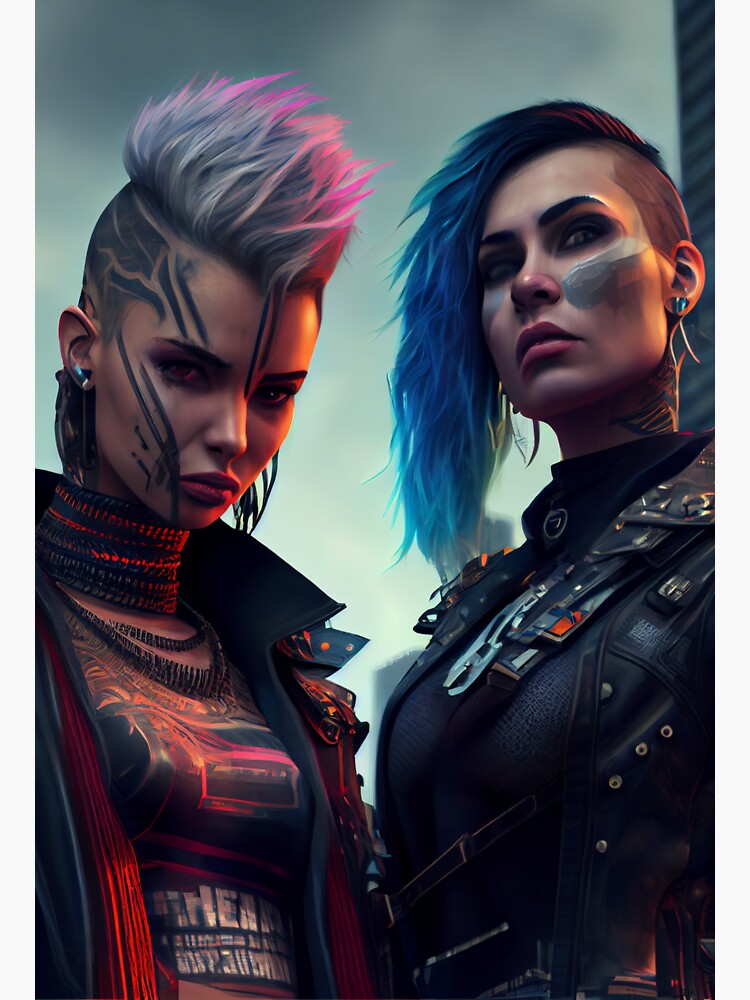 "Couple of Cyber Punk City Lovers - Lesbian Pride LGBT" Sticker for ...