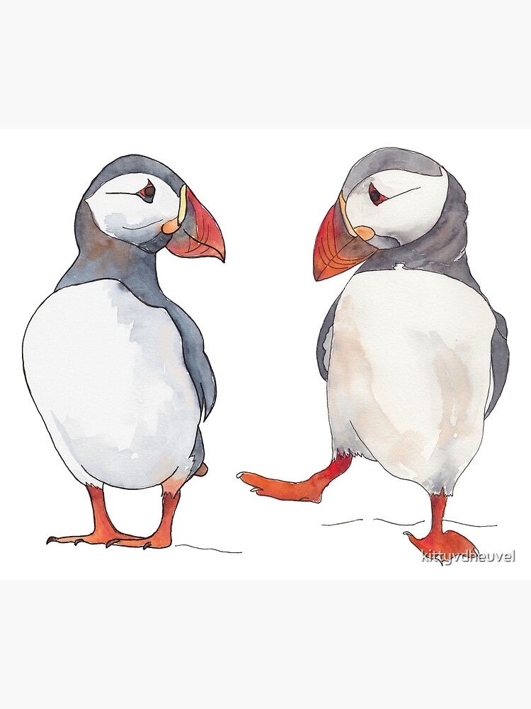 "Puffin friends dancing - illustration" Art Print by kittyvdheuvel ...