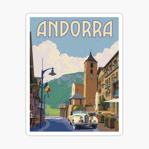 "Andorra la vella vintage " Sticker for Sale by Original1977 | Redbubble