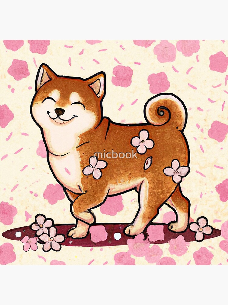 "Shiba Inu - Cherry Blossom Hanami Sakura Inspired Art" Poster for Sale ...