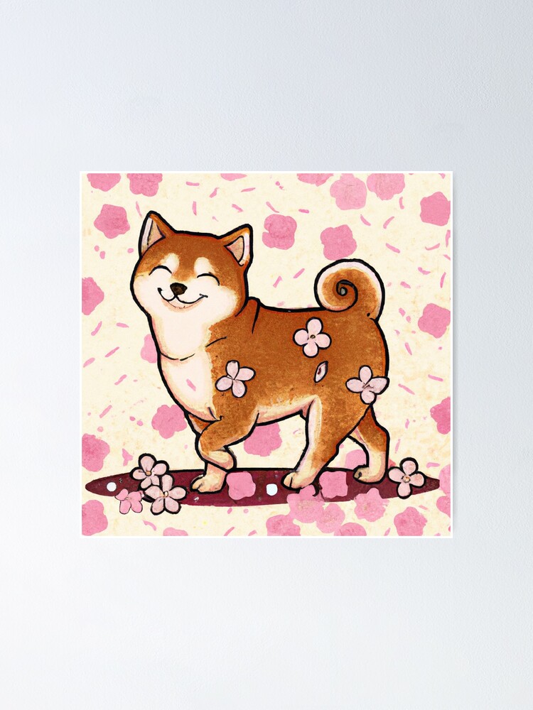 "Shiba Inu - Cherry Blossom Hanami Sakura Inspired Art" Poster for Sale ...
