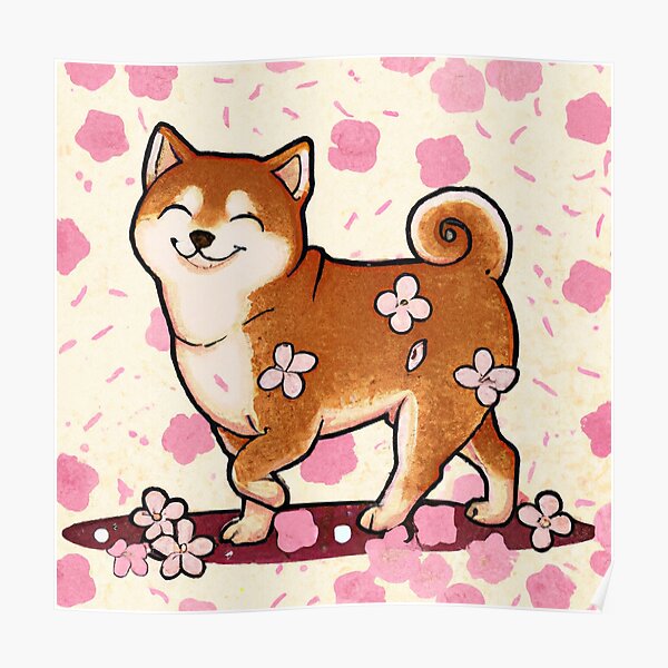"Shiba Inu - Cherry Blossom Hanami Sakura Inspired Art" Poster for Sale ...