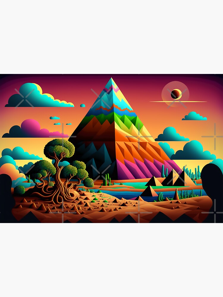 "Trippy pyramid landscape" Sticker for Sale by DrWhoDesign | Redbubble