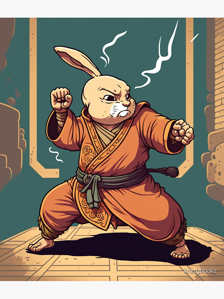 "Chinese Kung Fu Rabbit / Bunny Drawing" Sticker for Sale by krazybookz ...