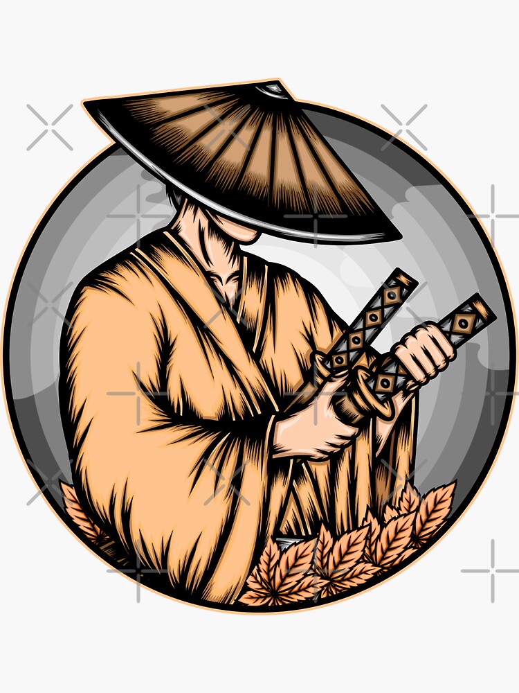 "Japanese ronin illustration" Sticker for Sale by WODEXZ | Redbubble
